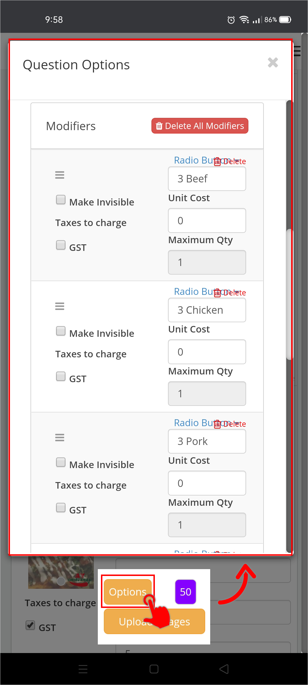 How to Make Modifiers to your Menu in DeliveryBizConnect